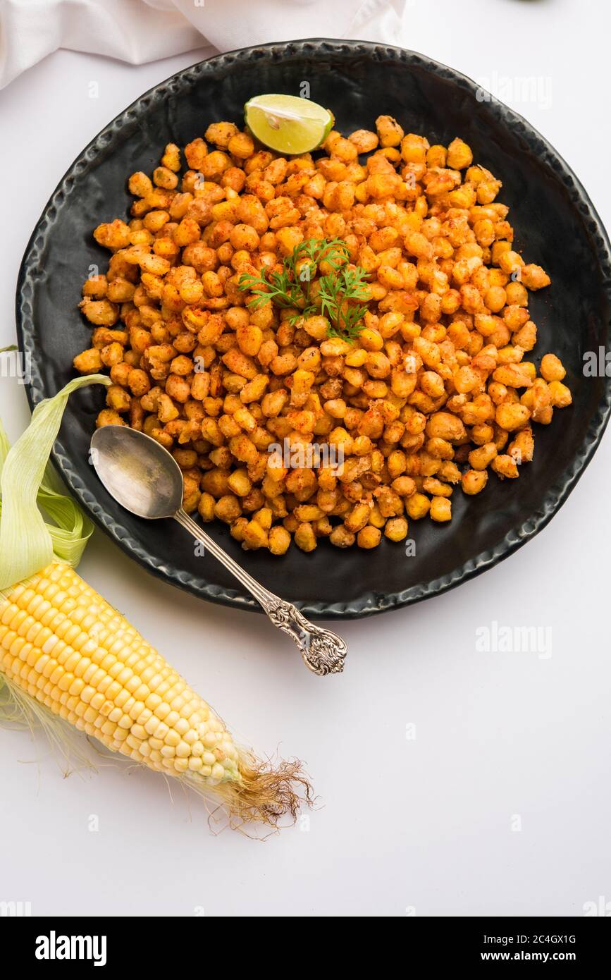 Crispy Fried Corn is a Chatpata starter snack from India, served in a ...