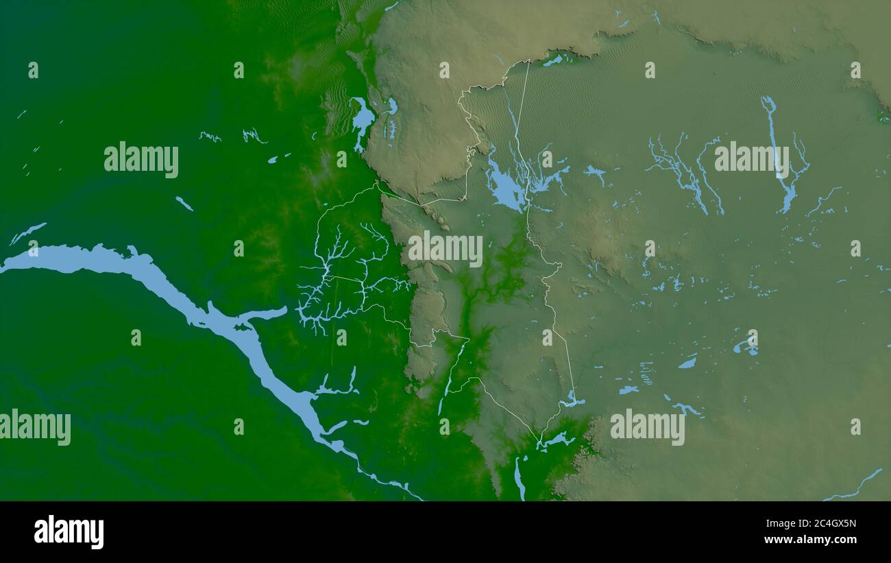 Assaba, region of Mauritania. Colored shader data with lakes and rivers ...