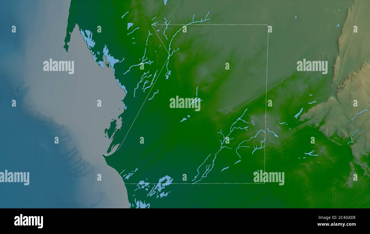 Inchiri, region of Mauritania. Colored shader data with lakes and ...
