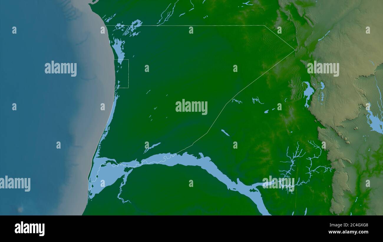 Trarza, region of Mauritania. Colored shader data with lakes and rivers ...