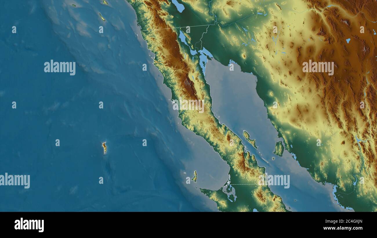 Baja California, state of Mexico. Colored relief with lakes and rivers ...