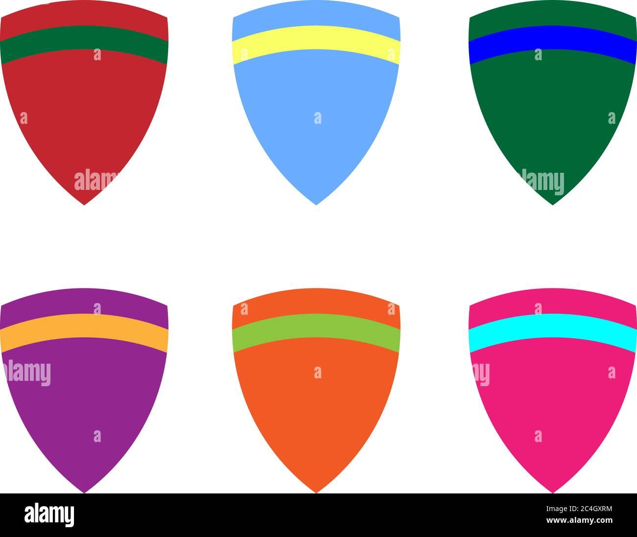 Set of color shields in 6 different shapes Stock Vector Image & Art - Alamy