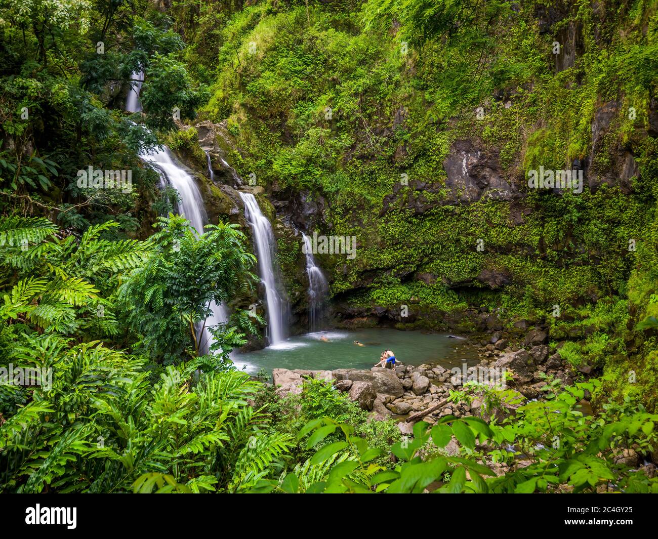 Maui, Hawaii Hana Highway, Three Bears Falls Upper Waikani Falls in ...