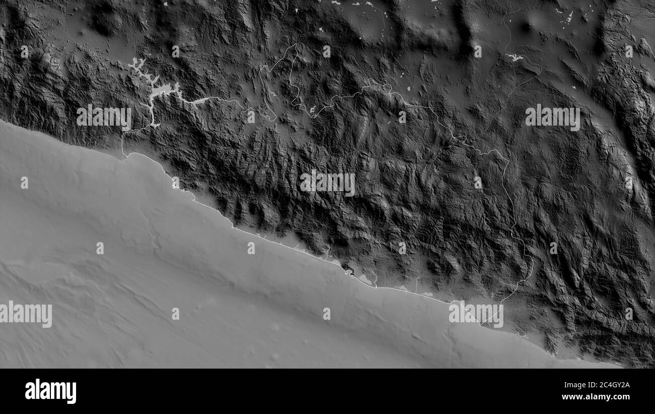 Guerrero, state of Mexico. Grayscaled map with lakes and rivers. Shape ...