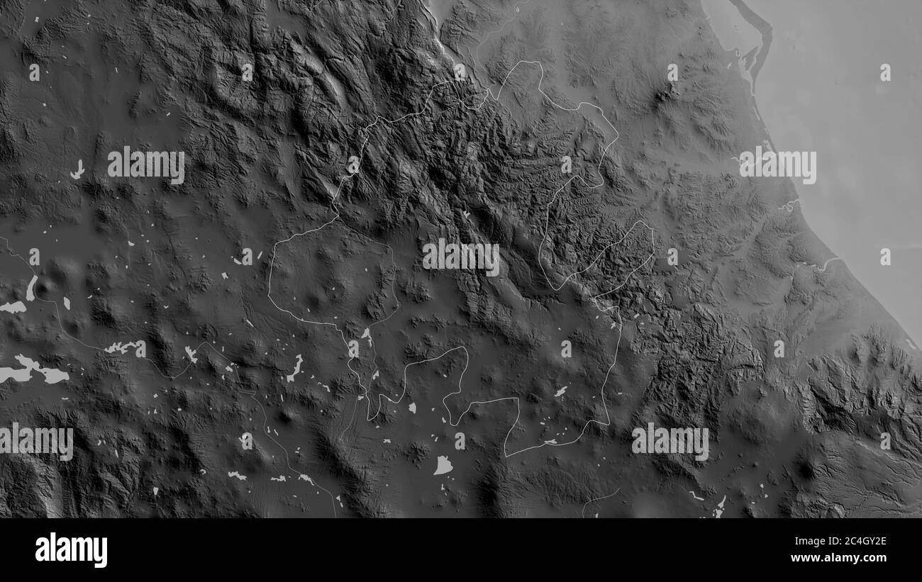 Hidalgo, state of Mexico. Grayscaled map with lakes and rivers. Shape ...