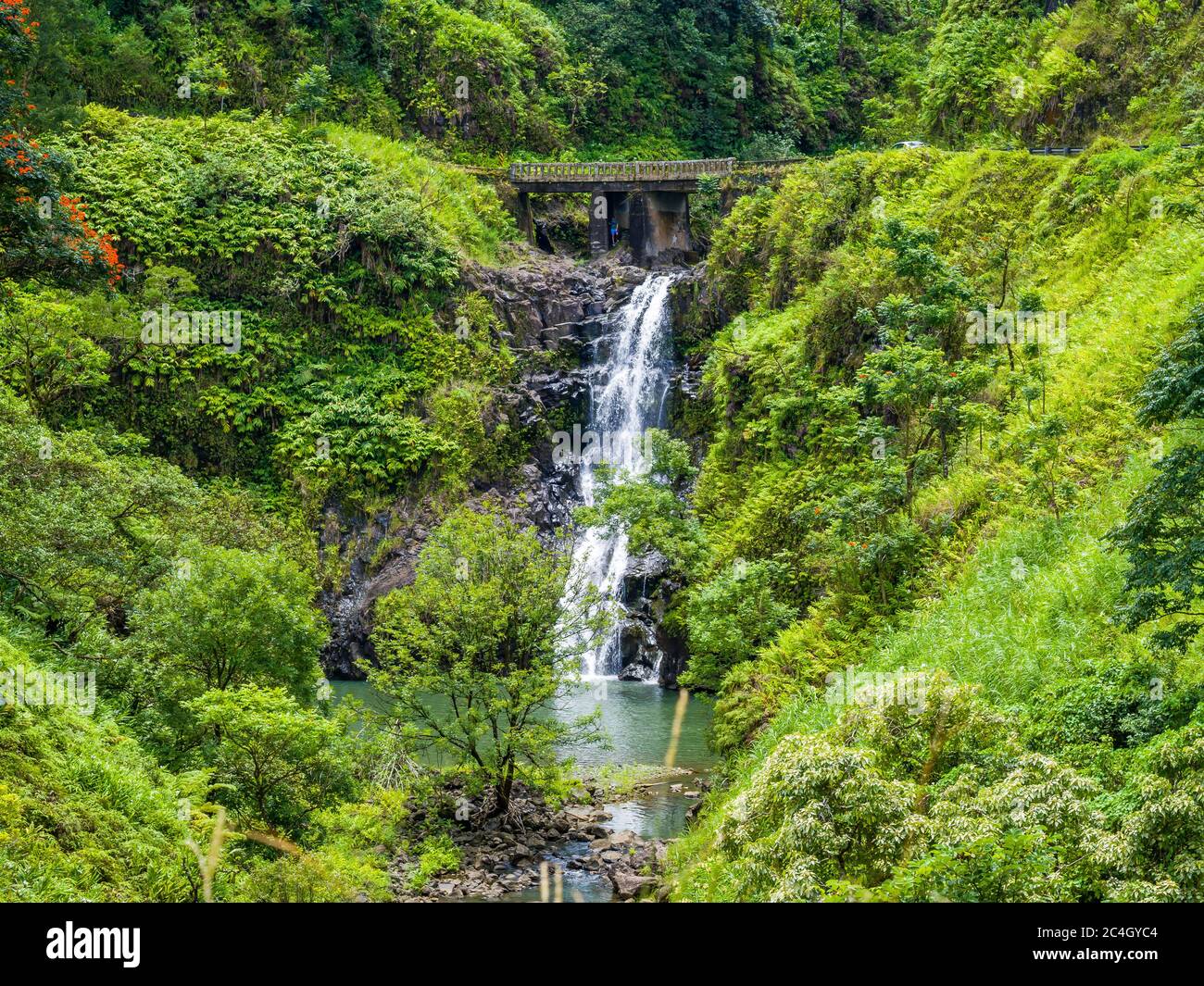 Maui, Hawaii Hana Highway Wailua Iki Falls Road to Hana connects ...