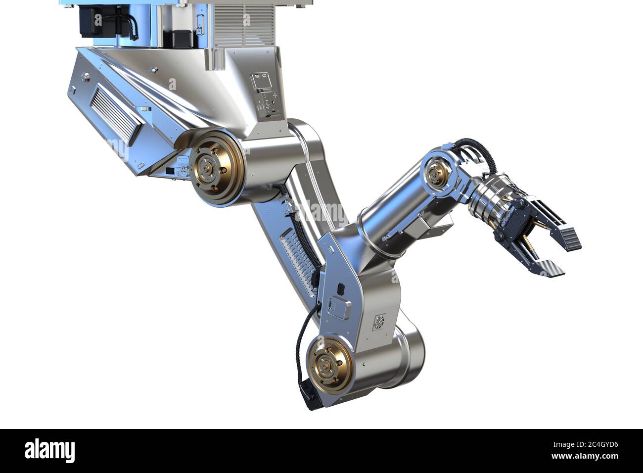 3d rendering metallic robotic arm isolated on white background Stock ...