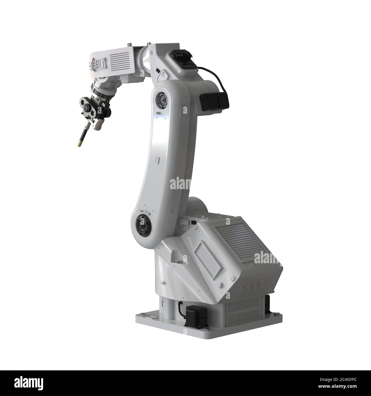 3d rendering welding robotic arm isolated on white background Stock ...