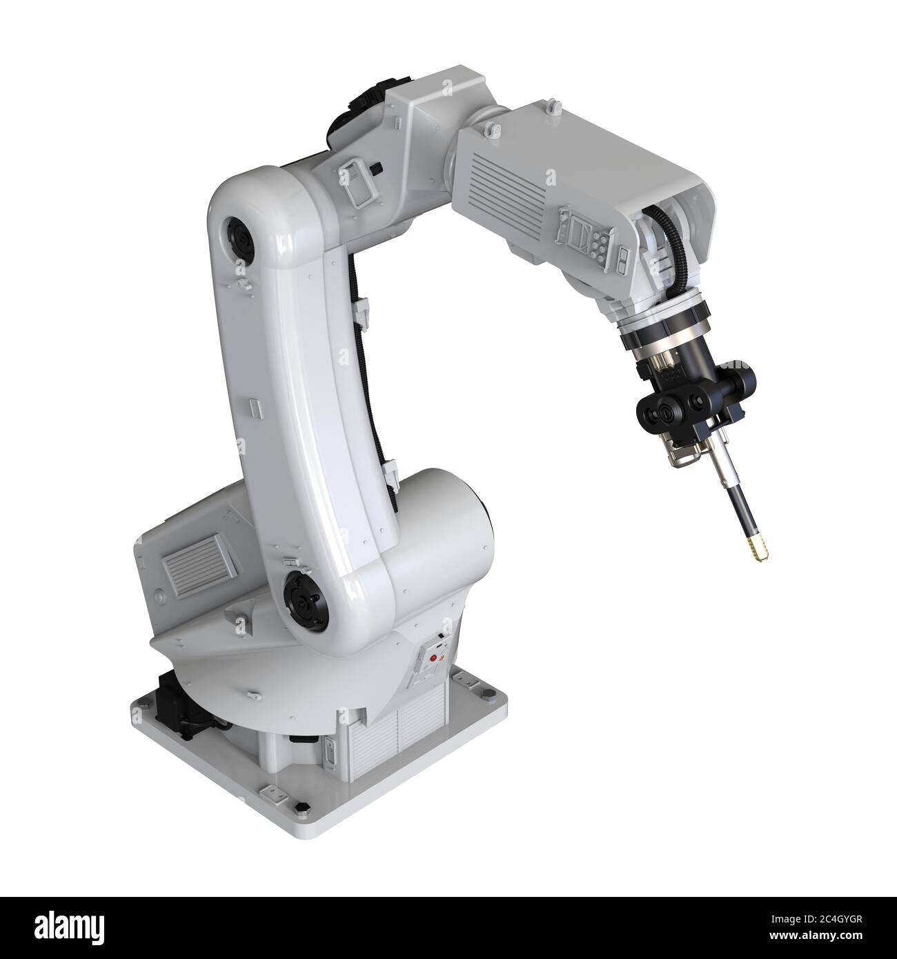 3d rendering welding robotic arm isolated on white background Stock ...
