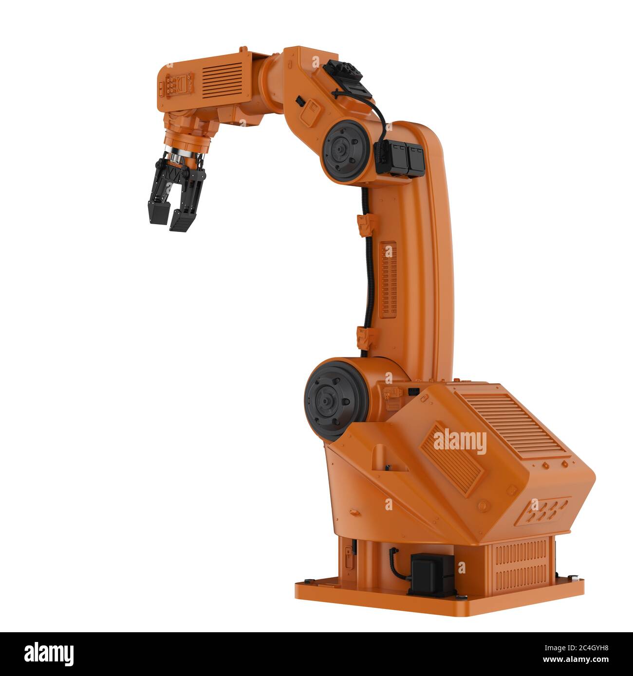 3d rendering orange robotic arm isolated on white background Stock ...