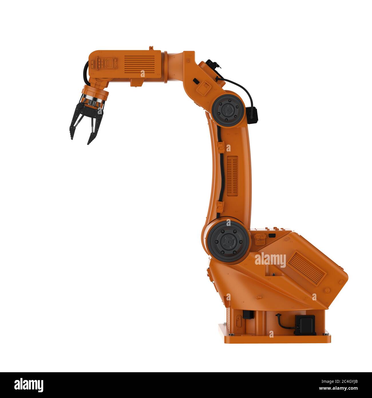 3d rendering orange robotic arm isolated on white background Stock ...