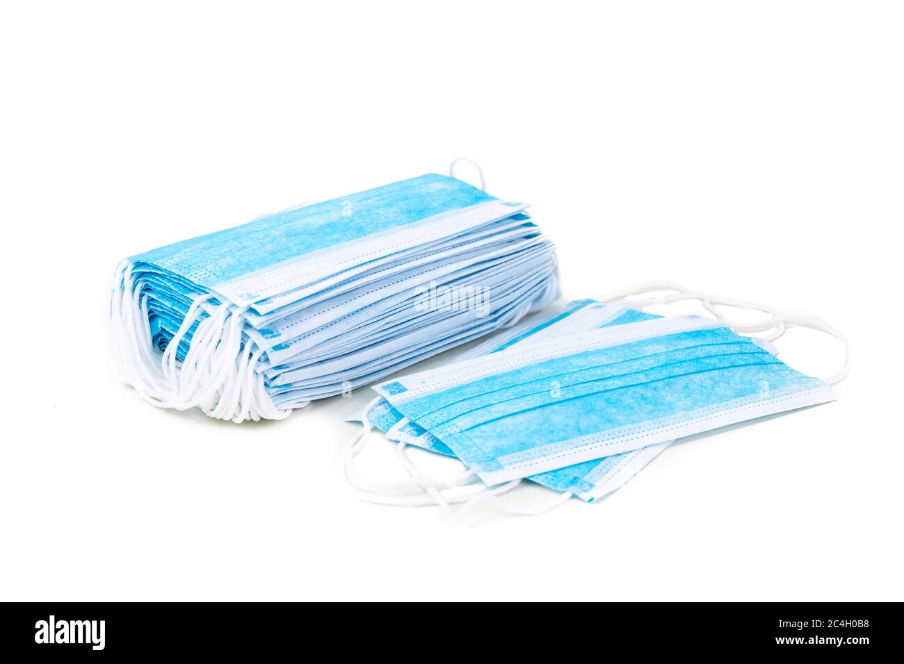 Stack of surgical face mask for protection and insulation against germs ...