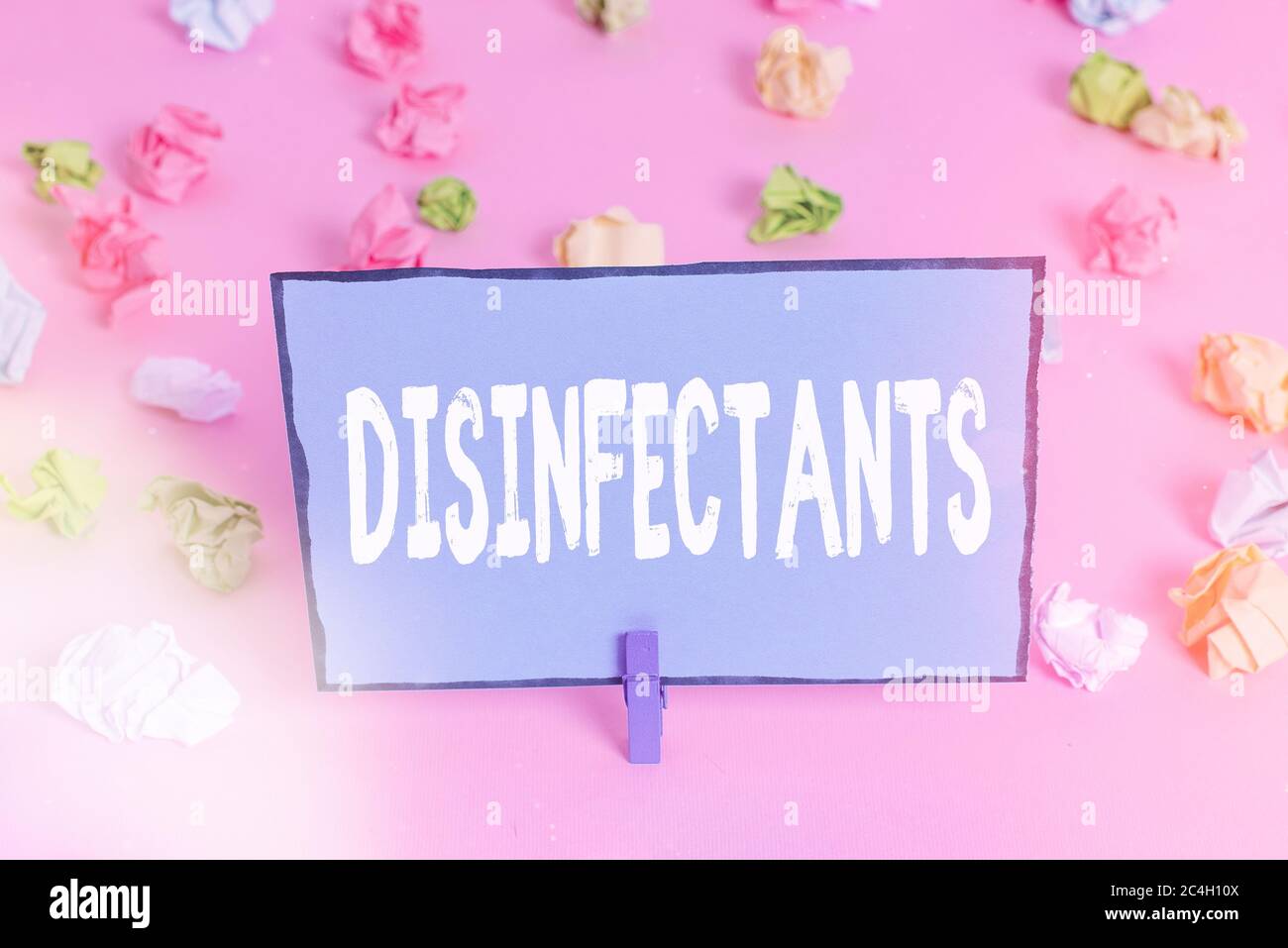 Writing note showing Disinfectants. Business concept for chemical that ...