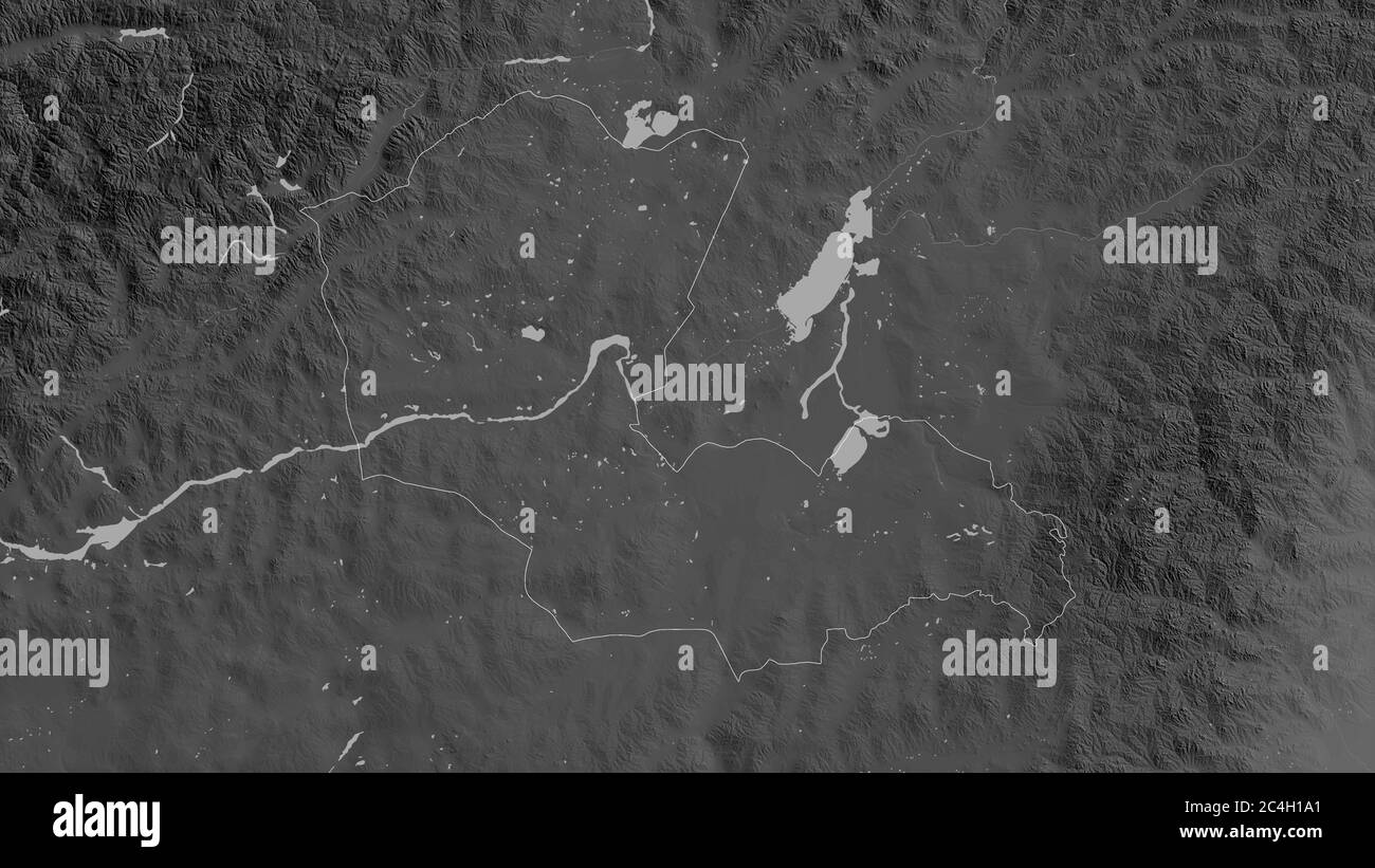 Dornod, province of Mongolia. Grayscaled map with lakes and rivers ...