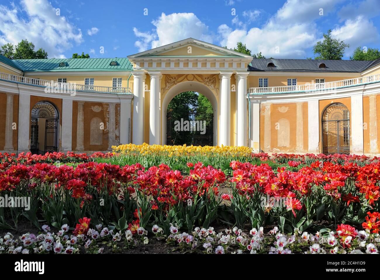 Spring Flowers in the Courtyard of the Grand Palace in Arkhangelskoye ...