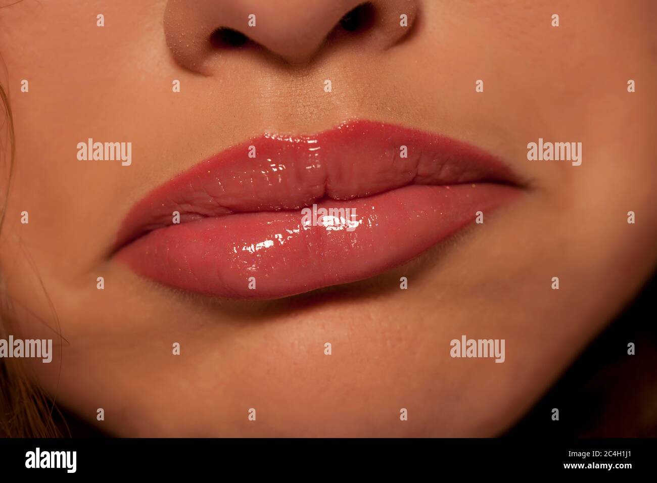closeup of woman's mouth with a sad look Stock Photo - Alamy