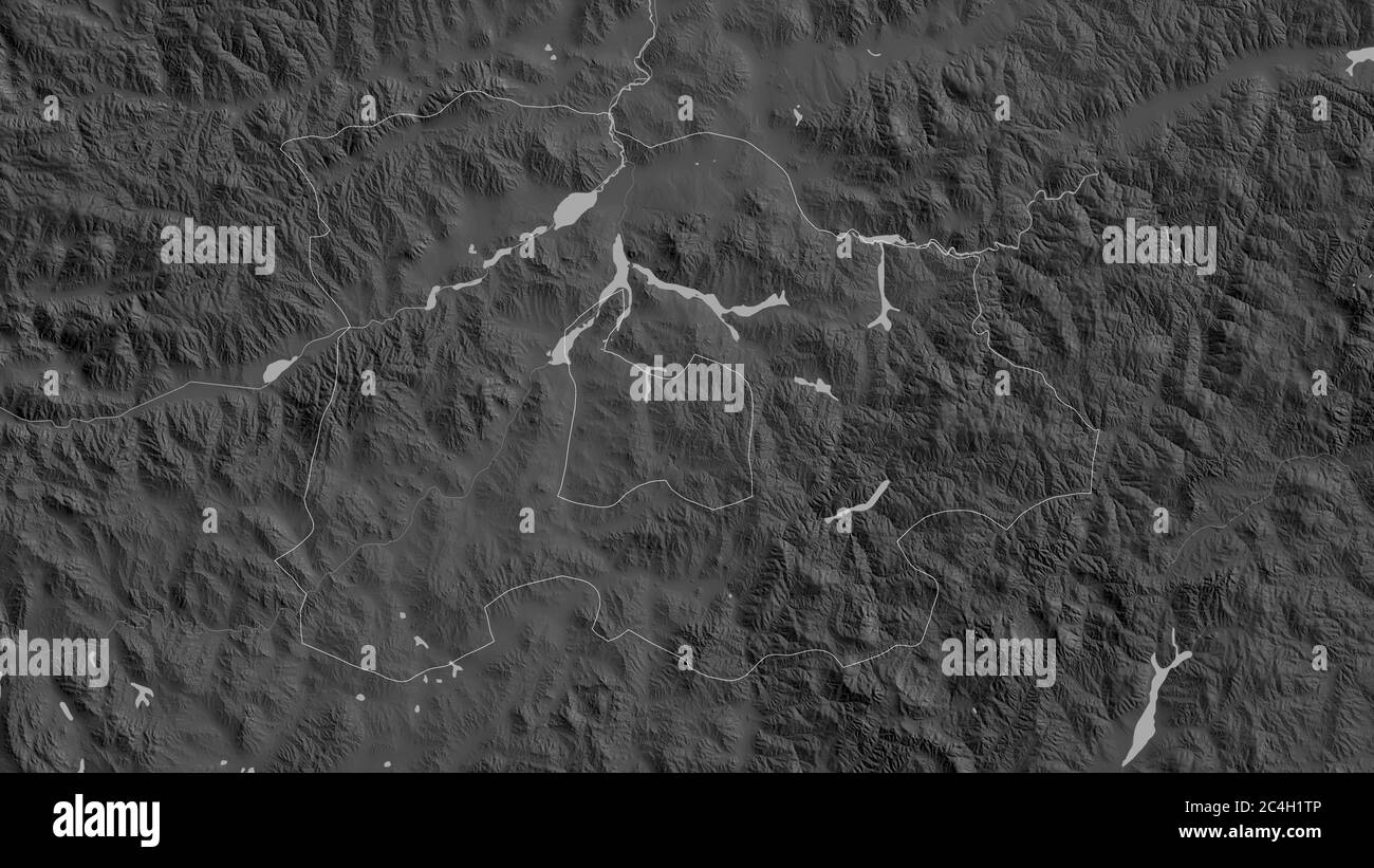 Selenge, province of Mongolia. Grayscaled map with lakes and rivers ...