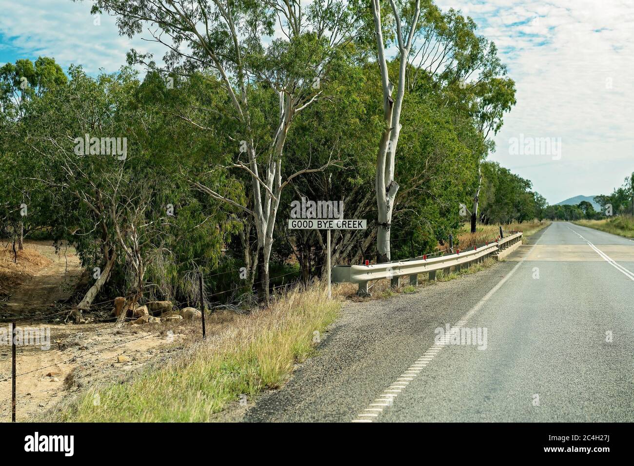Good Bye Creek sign at the creek crossing on a rural highway Stock ...
