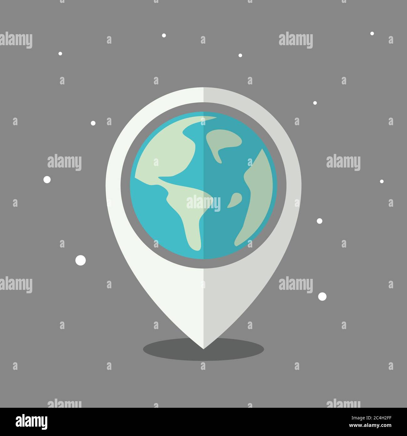Planet Earth with map pins icon from astronomy. Flat design planet ...