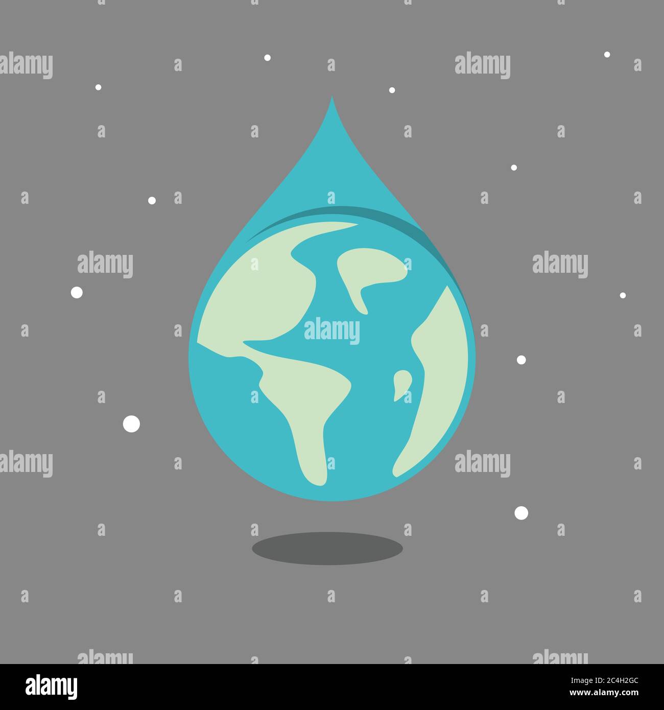 Planet Earth with droplet icon from astronomy. Flat design planet earth ...