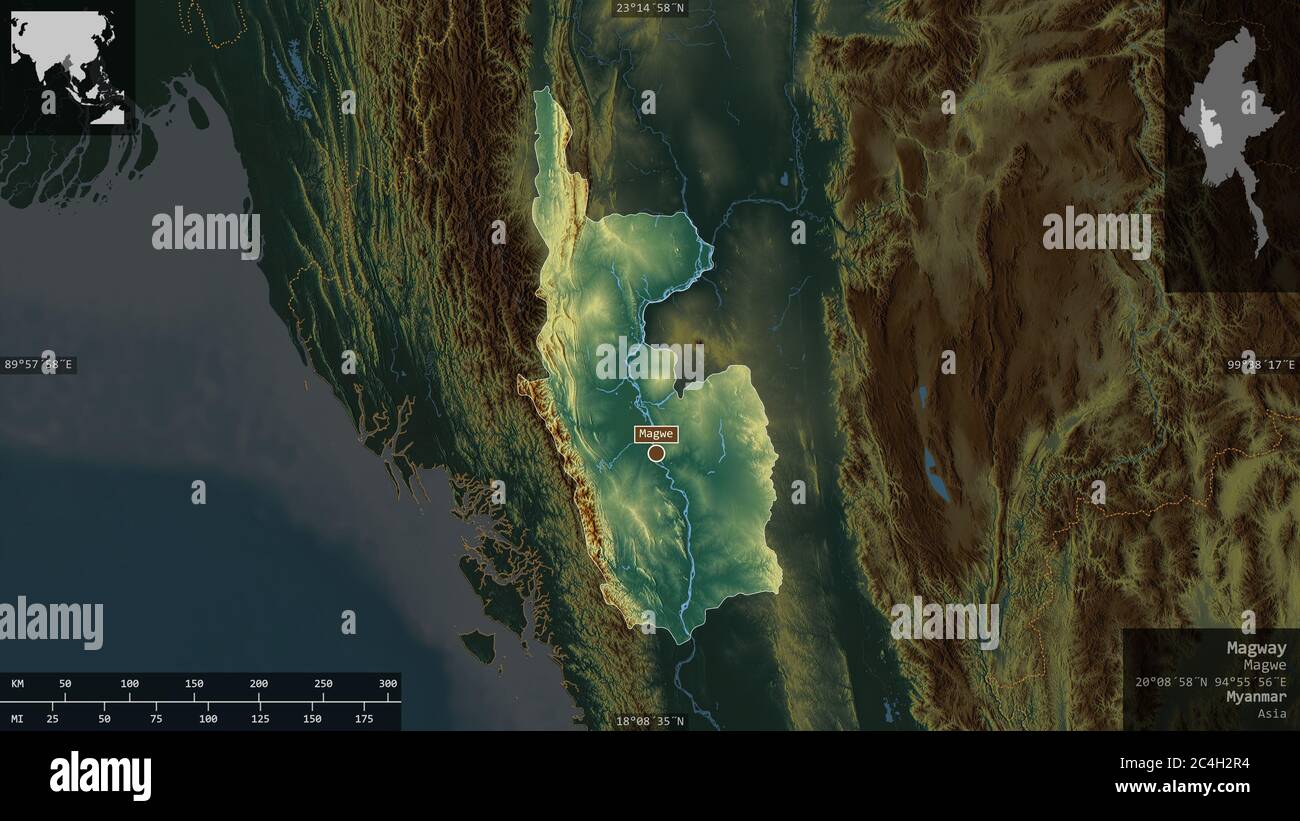Magway outline map hi-res stock photography and images - Alamy