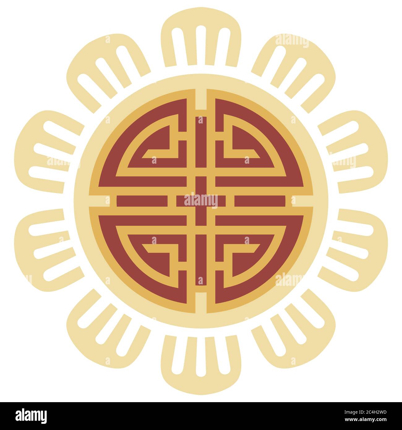 Oriental isolated pattern object round geometry cross tracery frame ...