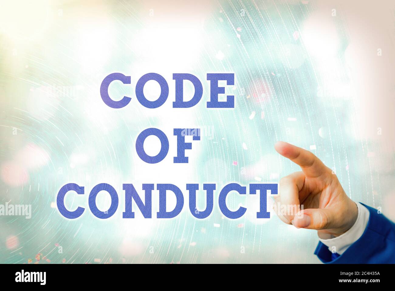 Writing note showing Code Of Conduct. Business concept for set of ...