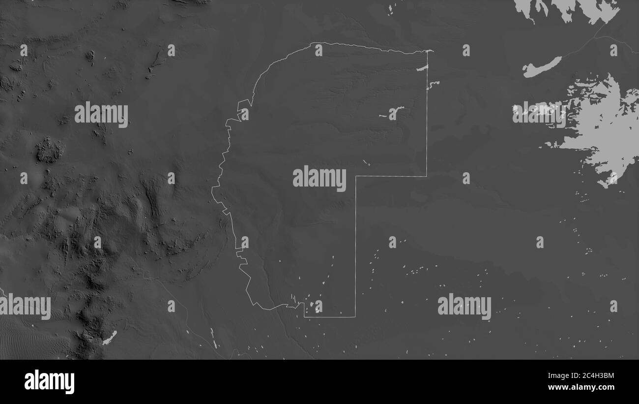 Omaheke, region of Namibia. Grayscaled map with lakes and rivers. Shape ...