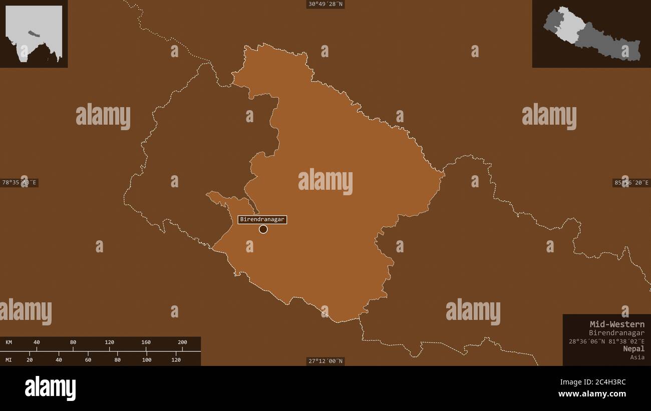 Mid-Western, development region of Nepal. Patterned solids with lakes ...