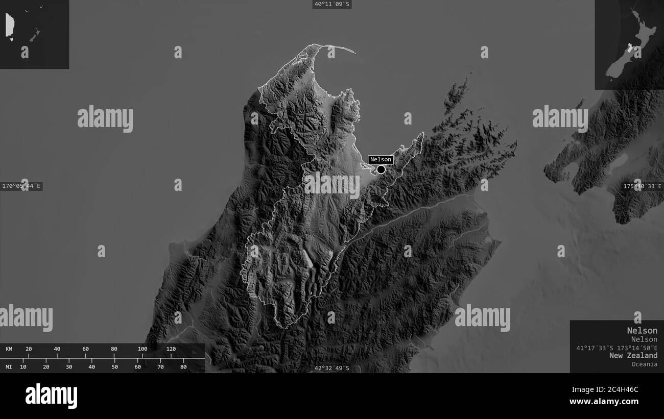 Nelson outline map Black and White Stock Photos & Images - Alamy