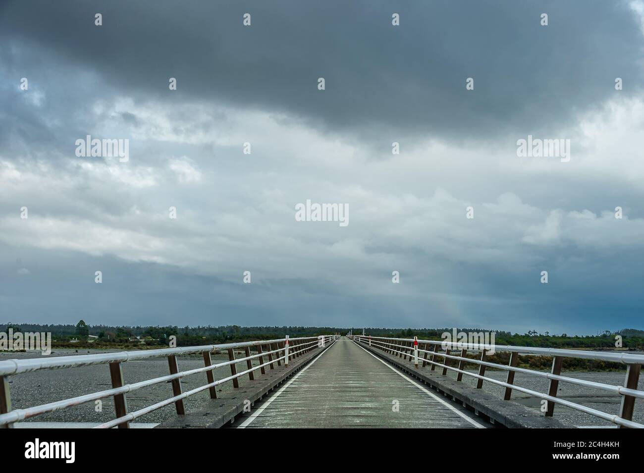 Single track road bridge over the Haast River, Westland National Park ...