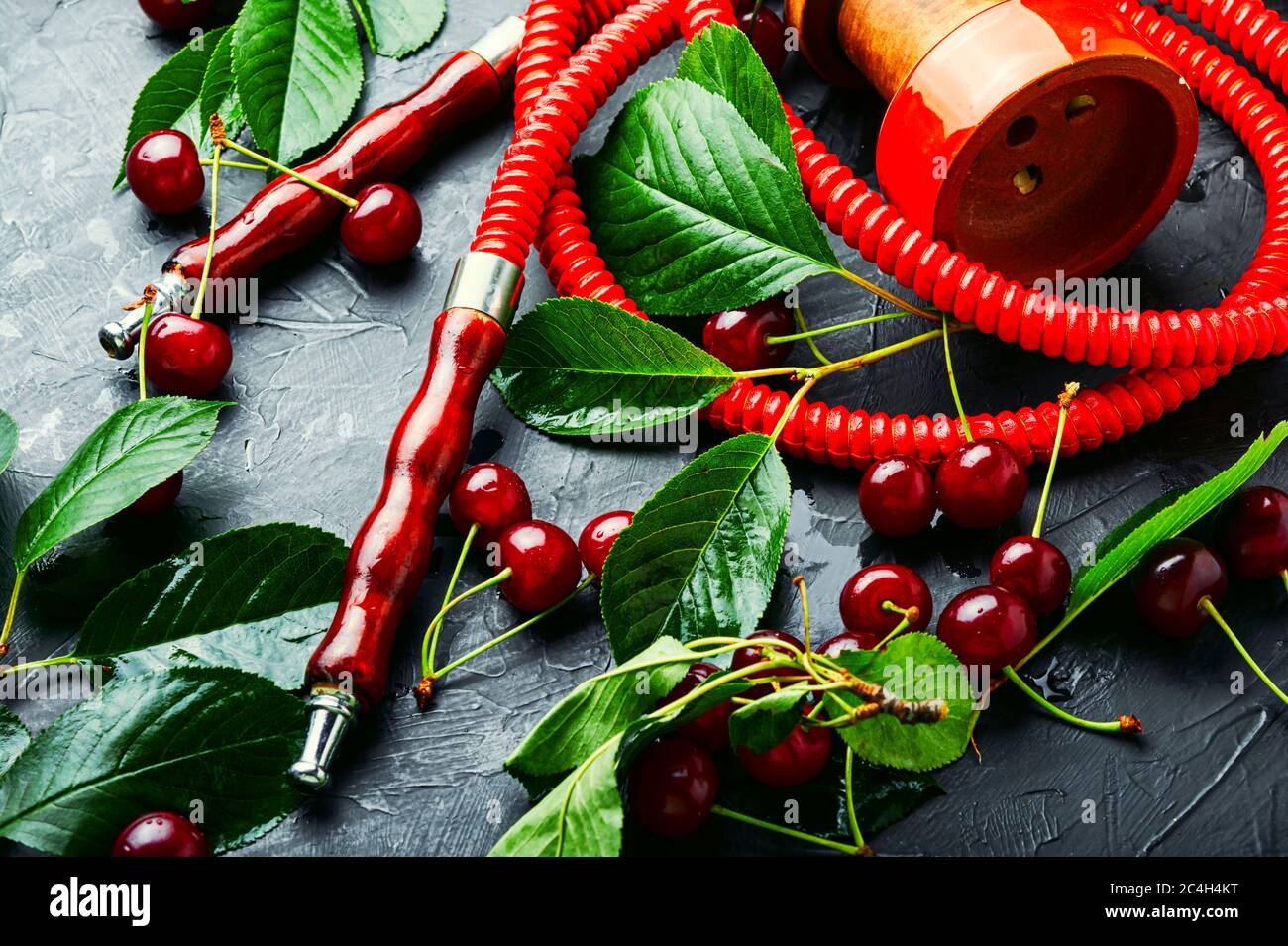 Fragrant smoking hookah with cherry tobacco. Oriental tobacco hookah ...