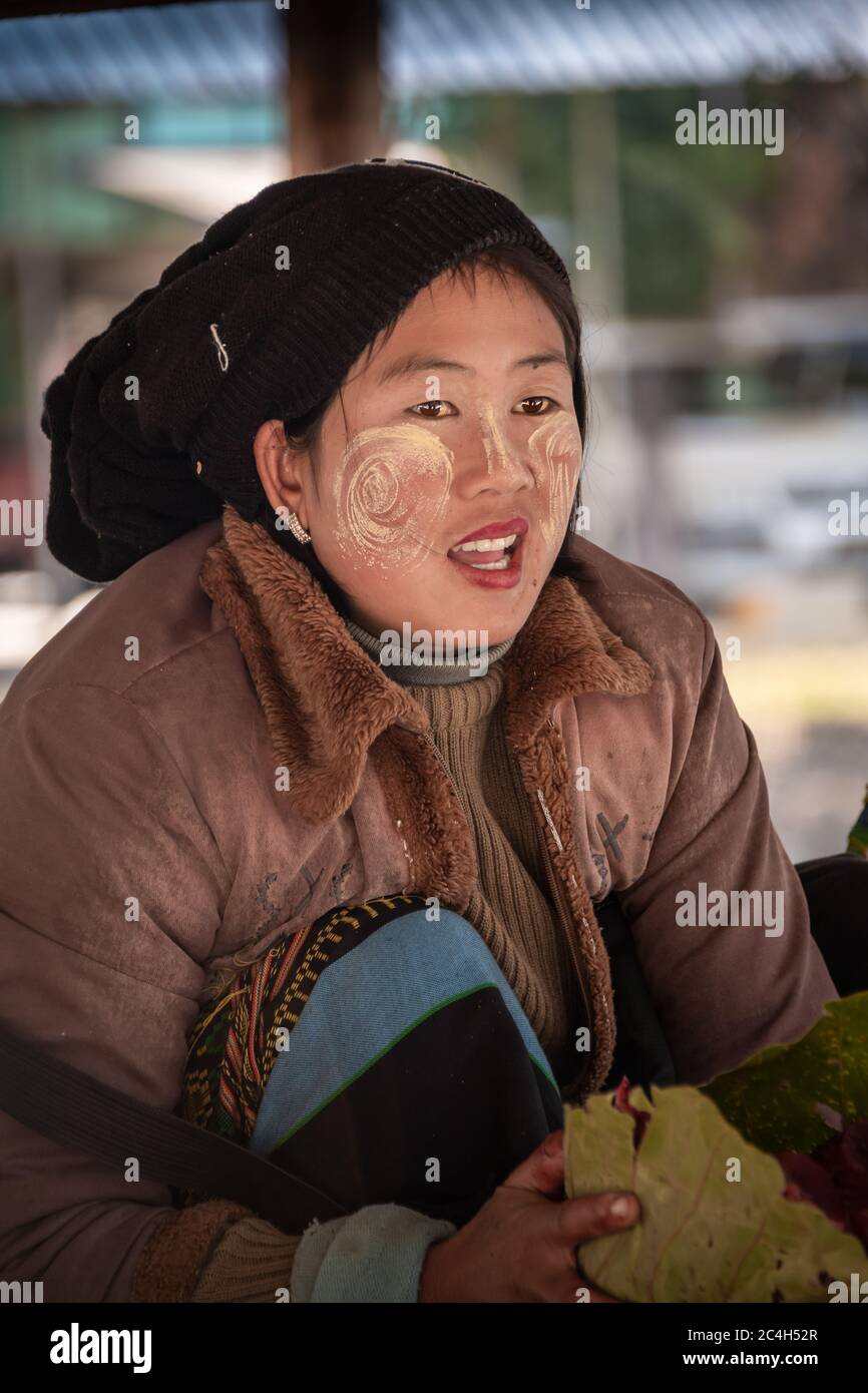 Kayah State, Myanmar - 05 February 2020: Portrait of a young Burmese ...