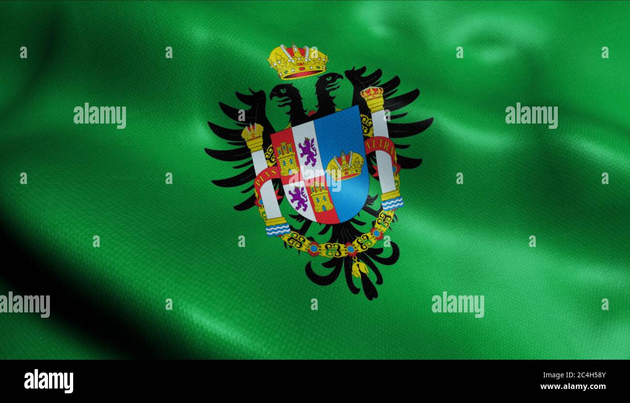 3D Illustration of a waving province flag of Toledo (Spain country ...