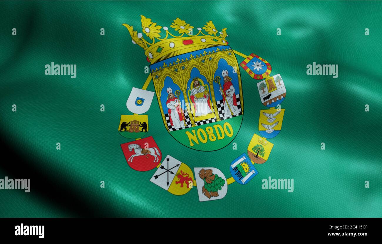 3D Illustration of a waving province flag of Seville (Spain country ...