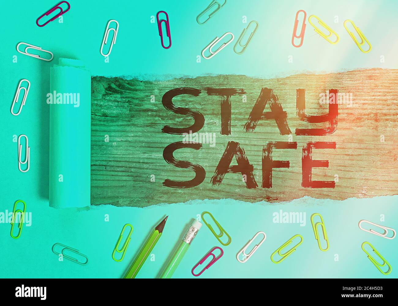 Conceptual hand writing showing Stay Safe. Concept meaning secure from ...