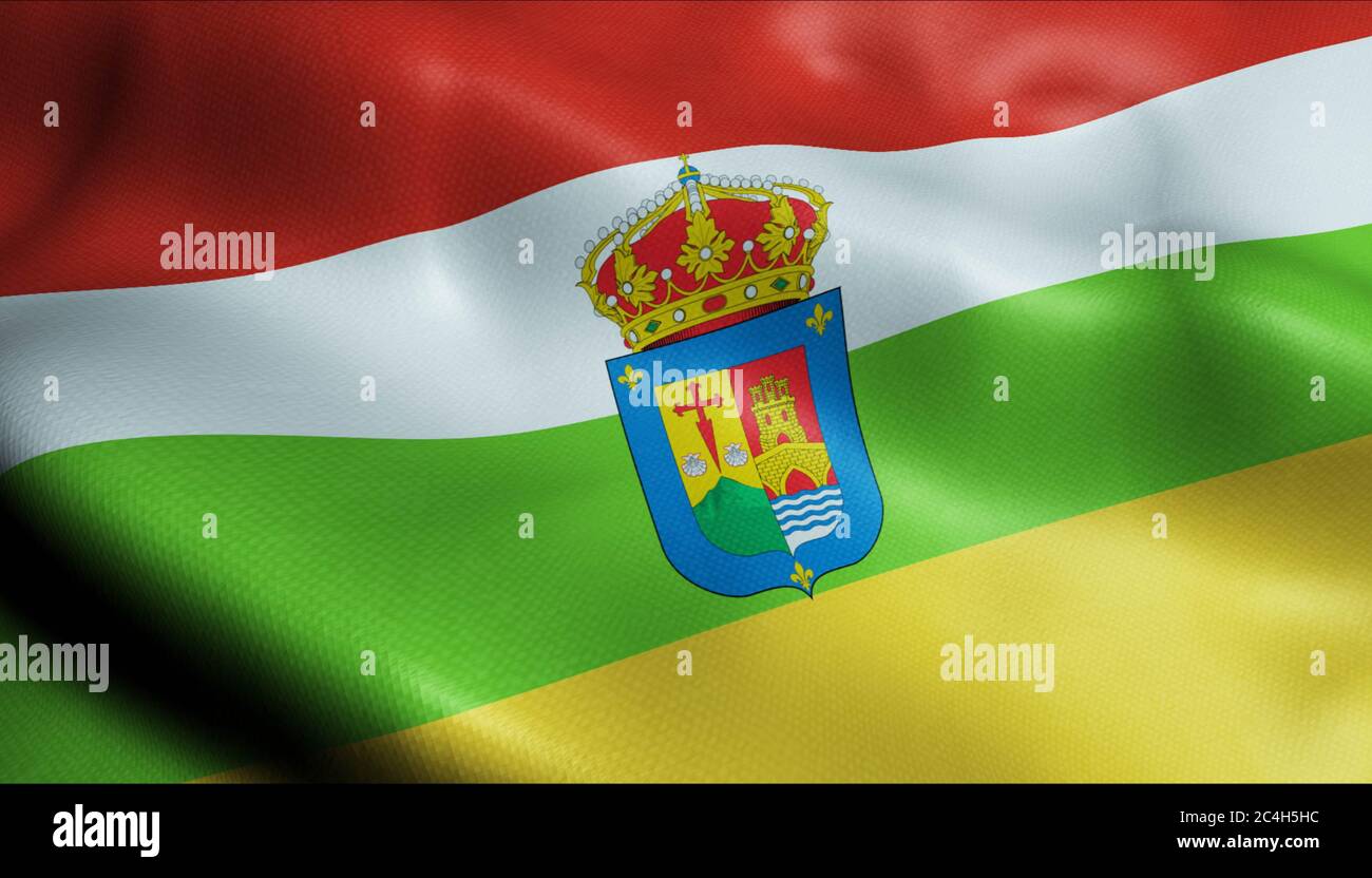 3D Illustration of a waving province flag of La Rioja (Spain country ...