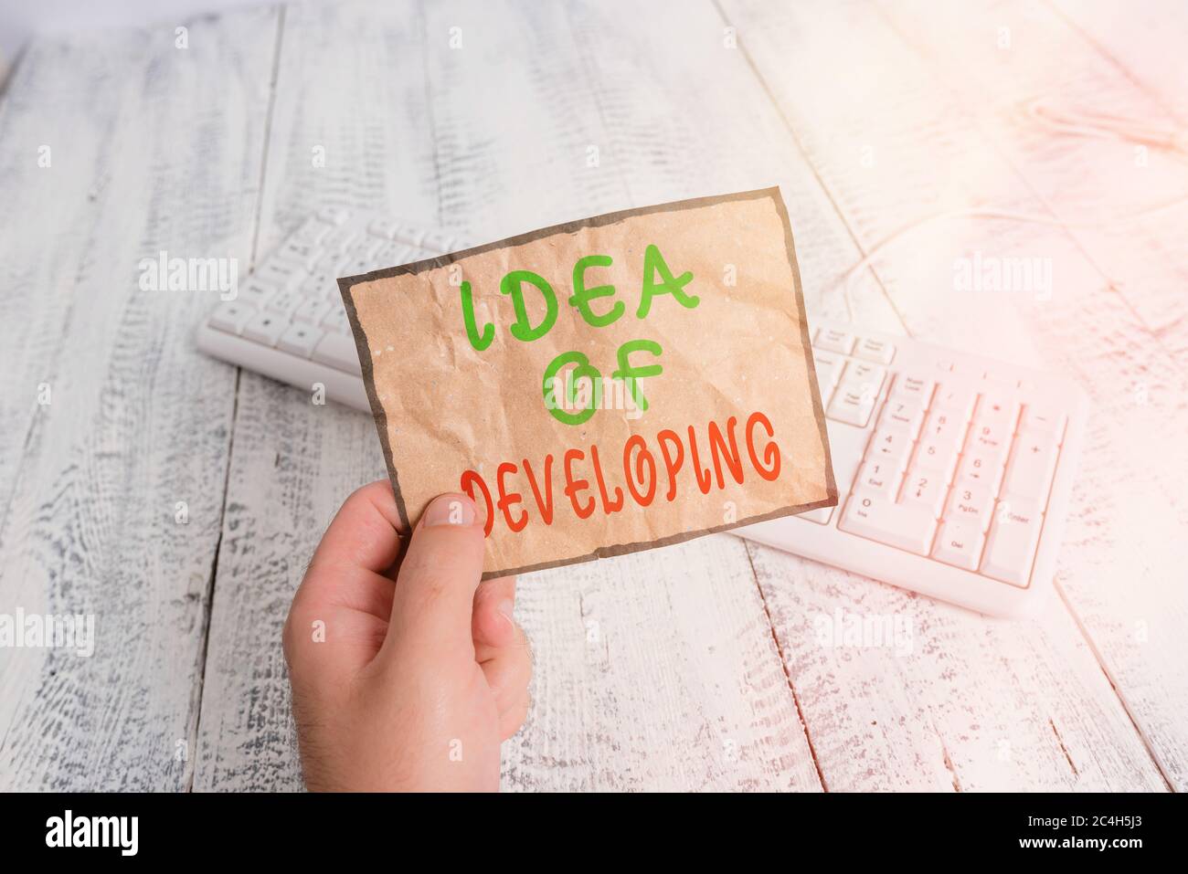 Conceptual hand writing showing Idea Of Developing. Concept meaning ...
