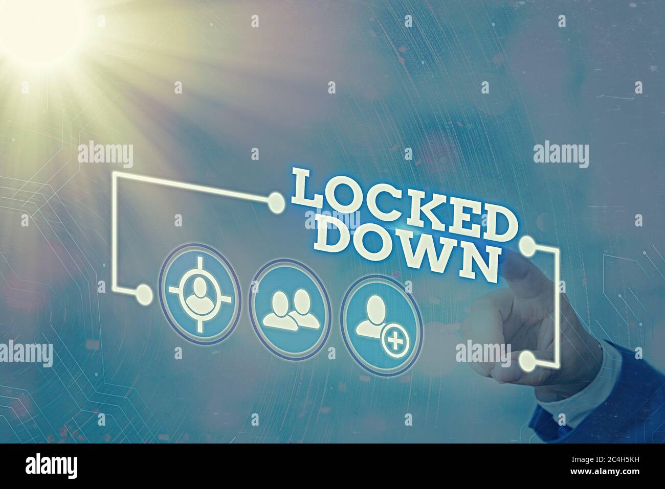 Conceptual hand writing showing Locked Down. Concept meaning emergency ...