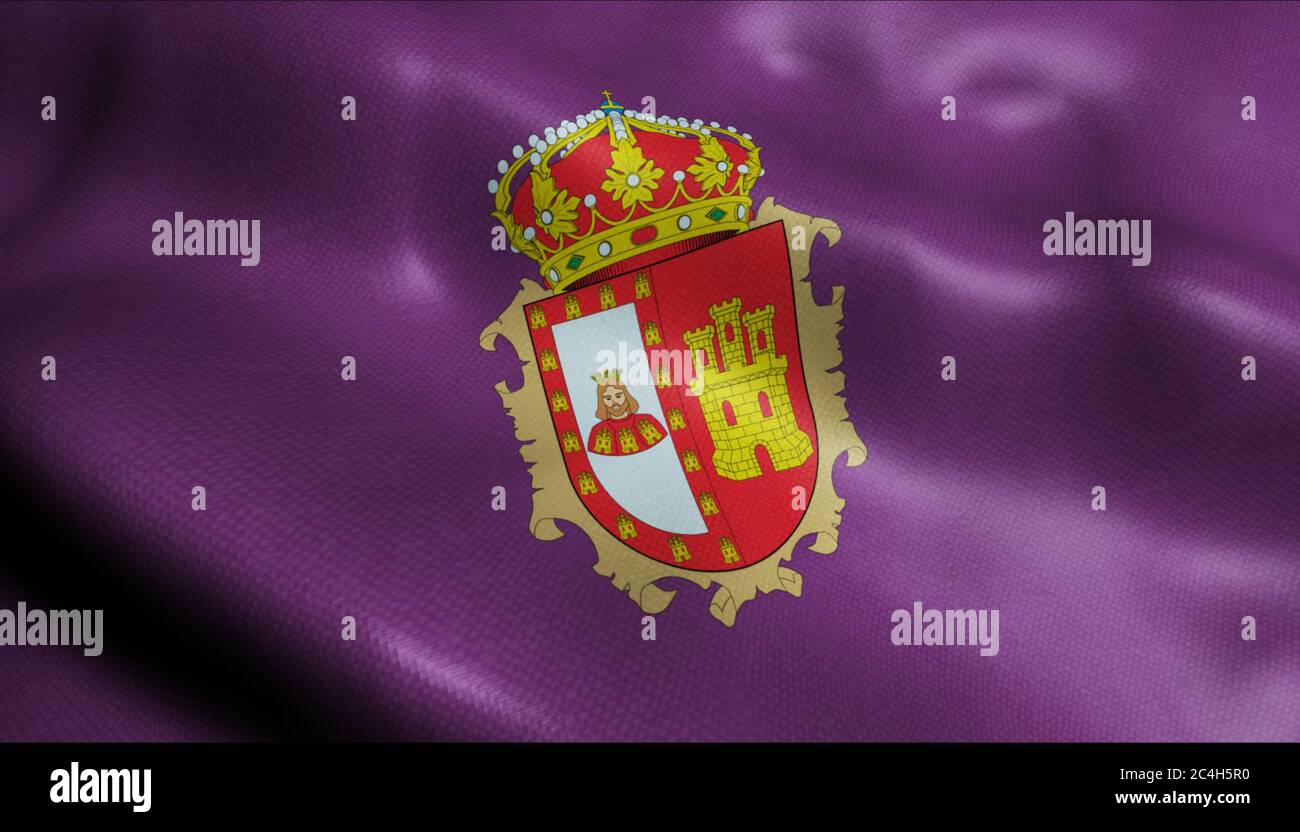 3D Illustration of a waving province flag of Burgos (Spain country ...