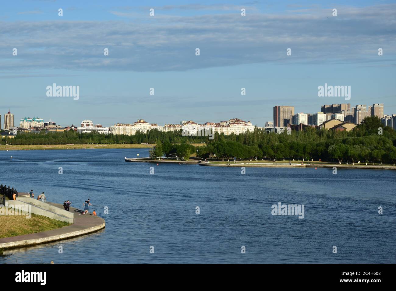 Astana (Nur-Sultan), Kazakhstan – Buildings at the ishim river in ...
