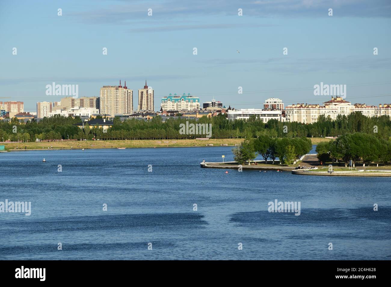 Astana (Nur-Sultan), Kazakhstan – Buildings at the ishim river in ...