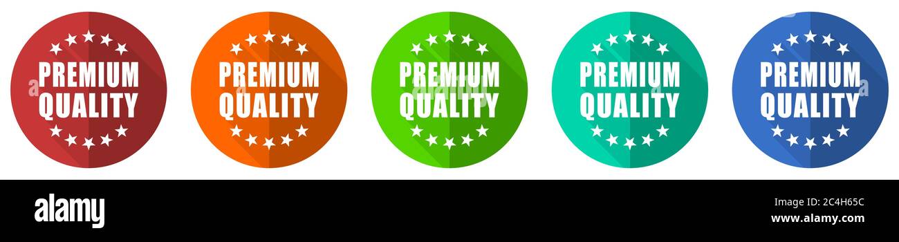Premium quality icon set, red, blue, green and orange flat design web ...