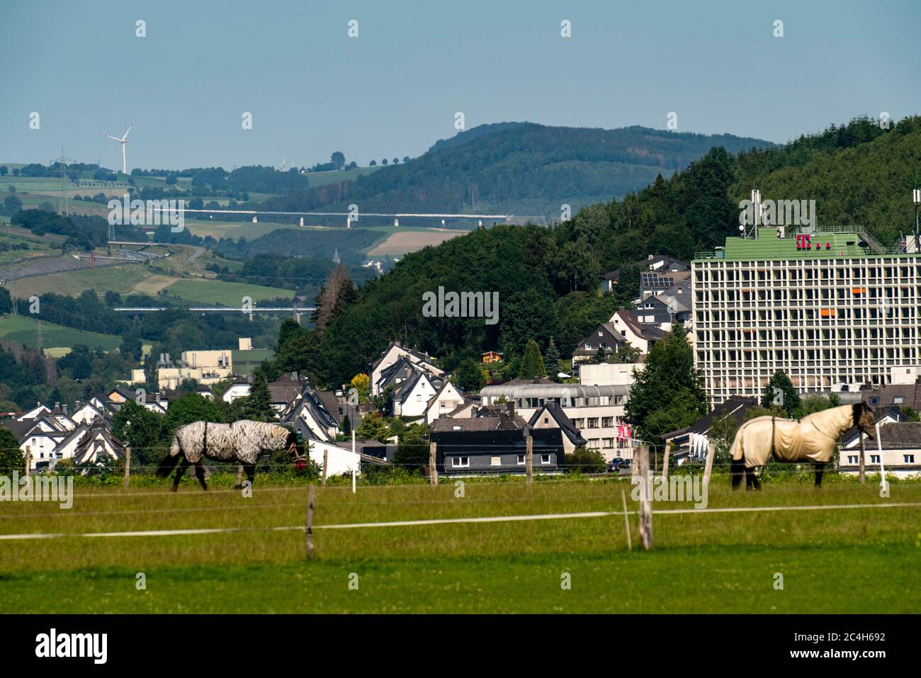 View of the town of Meschede in the Hochsauerlandkreis, in the back ...
