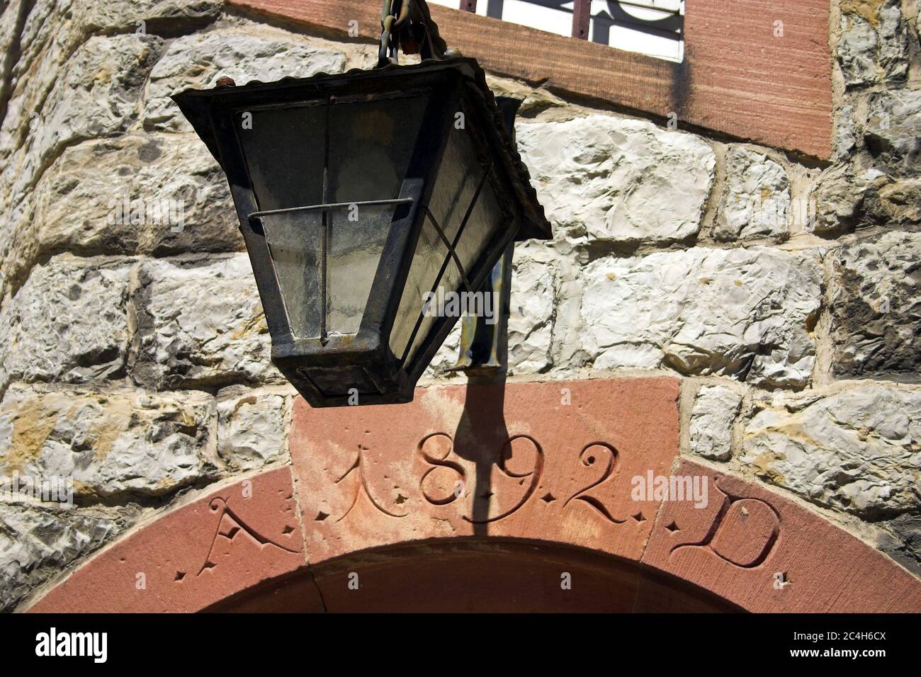 Lamp over entrance of an old villa Stock Photo - Alamy
