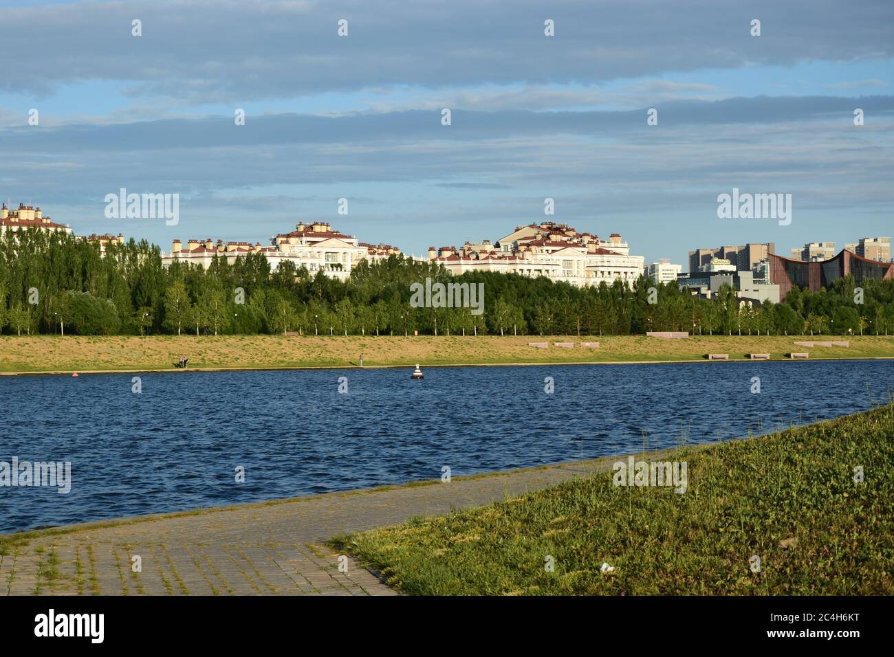 Astana (Nur-Sultan), Kazakhstan – Buildings at the ishim river in ...
