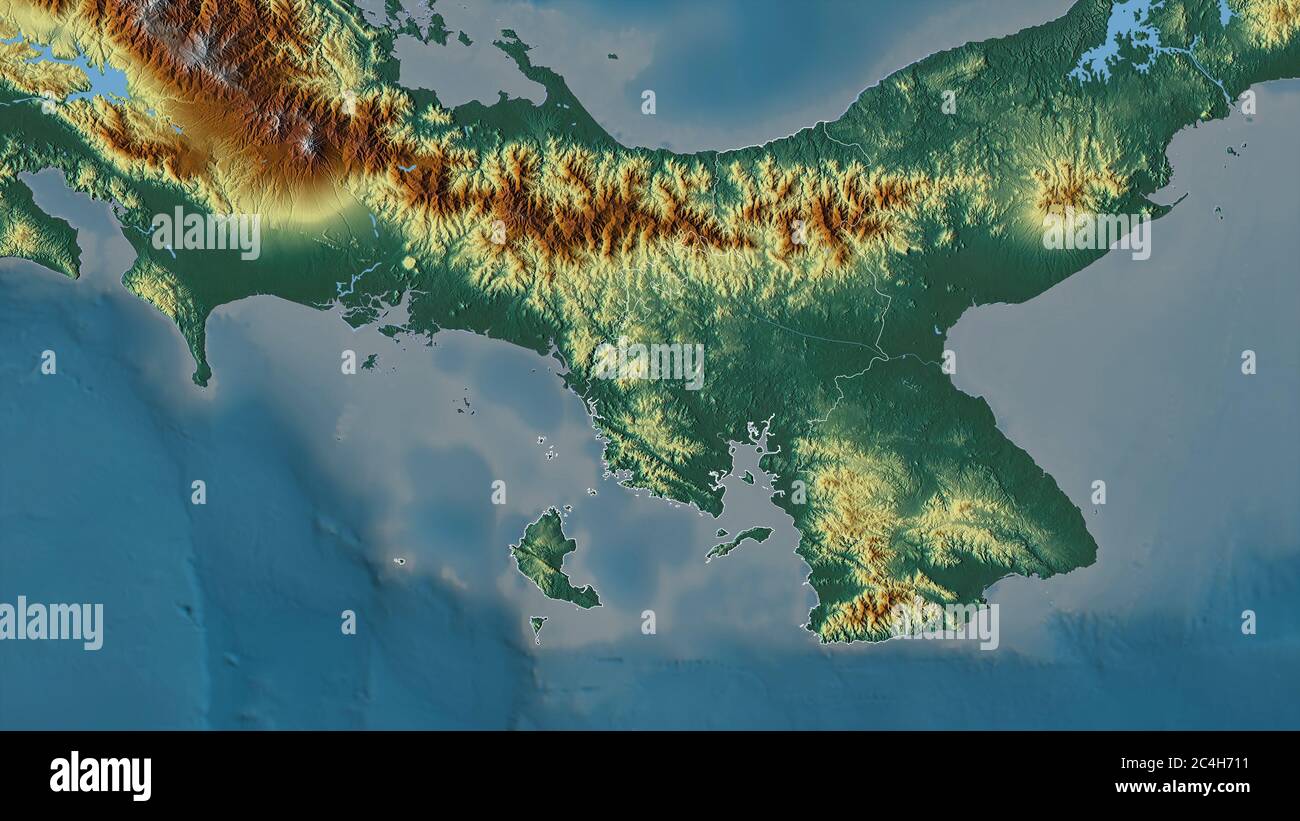 Veraguas, province of Panama. Colored relief with lakes and rivers ...