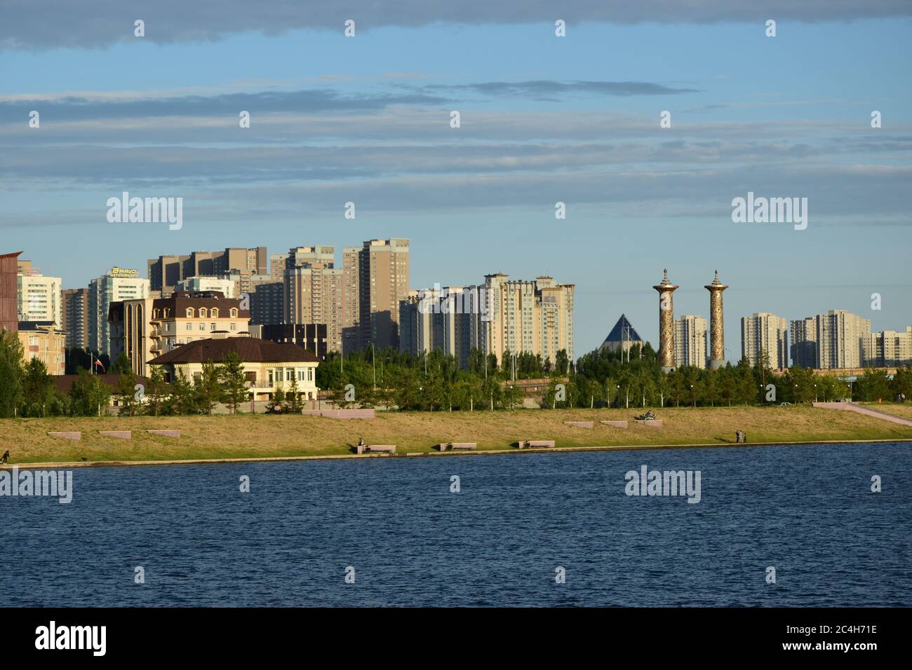Astana (Nur-Sultan), Kazakhstan – Buildings at the ishim river in ...