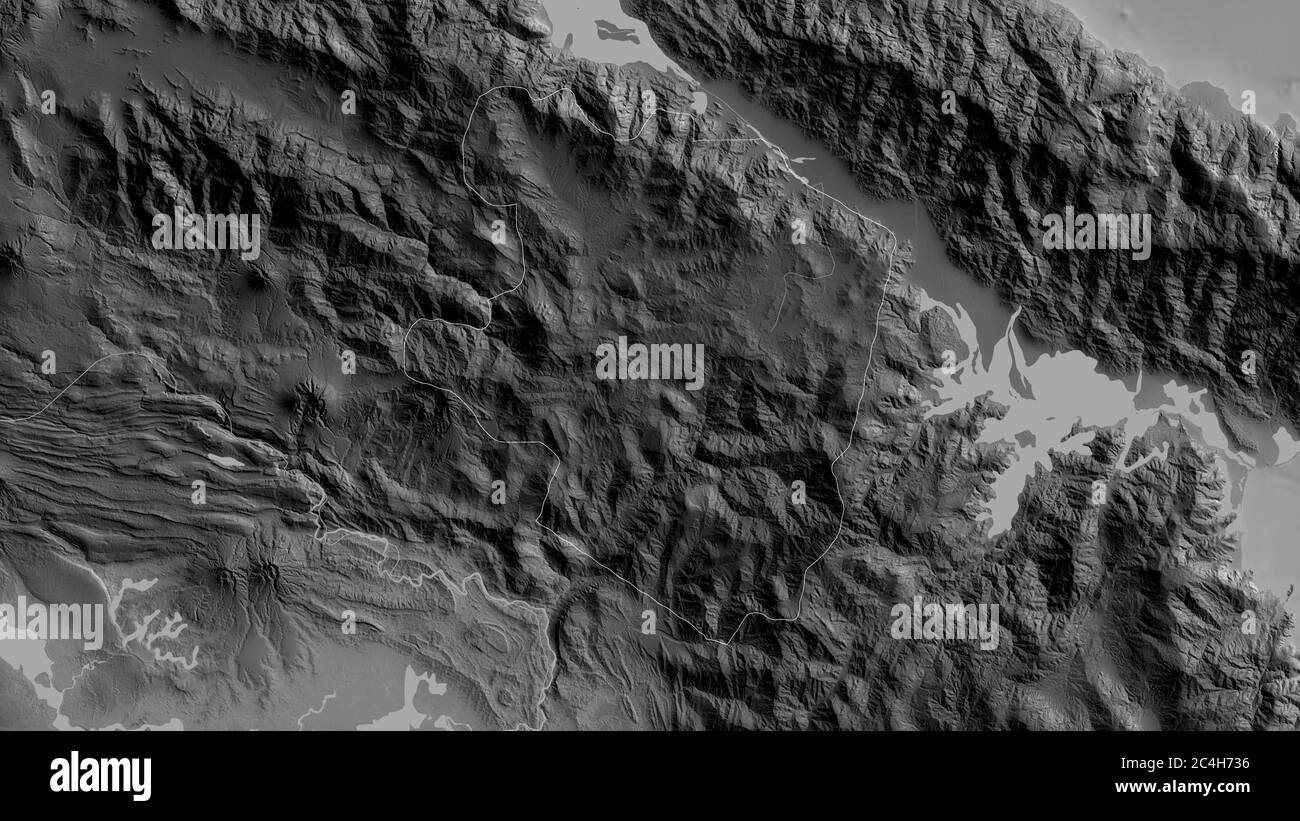 Eastern Highlands, province of Papua New Guinea. Grayscaled map with ...