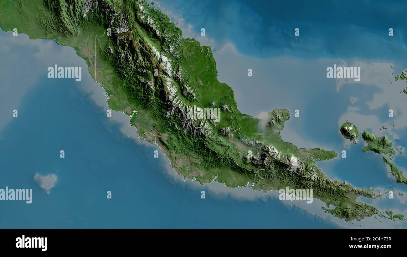 Central, province of Papua New Guinea. Satellite imagery. Shape ...